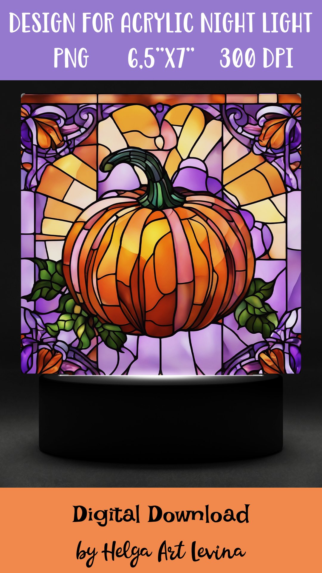 Pumpkin Sublimation| Acrylic night light PNG (2835651)