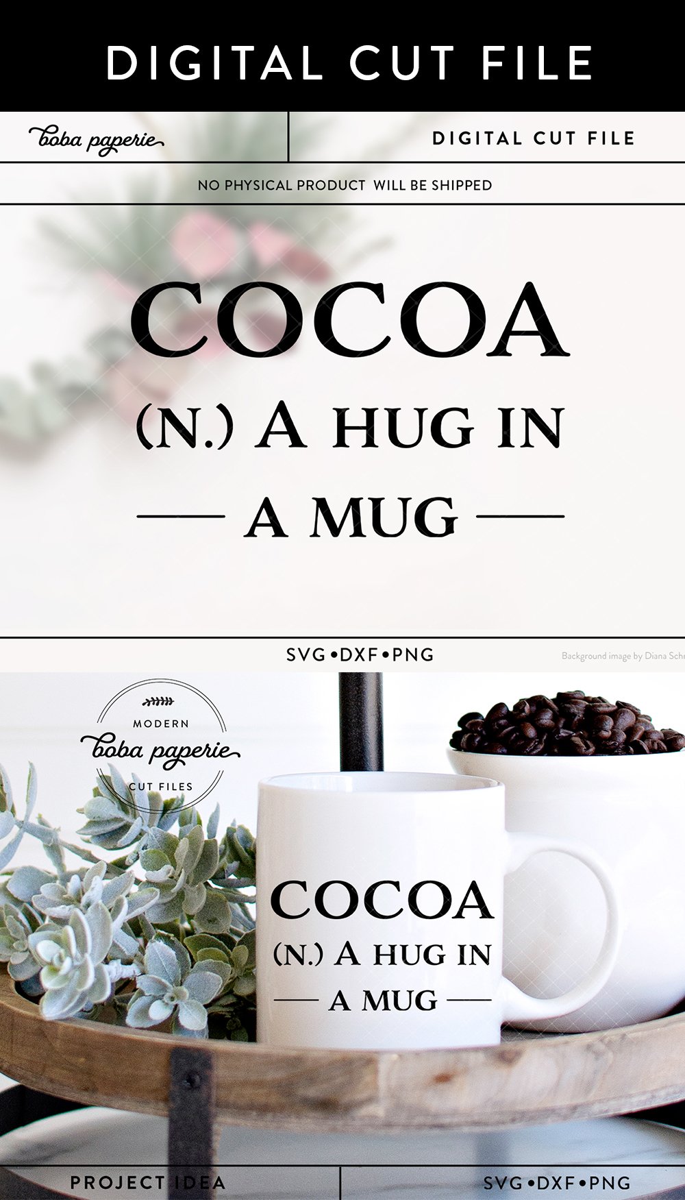 Cocoa A Hug in A Mug SVG | Winter Mug Cut file