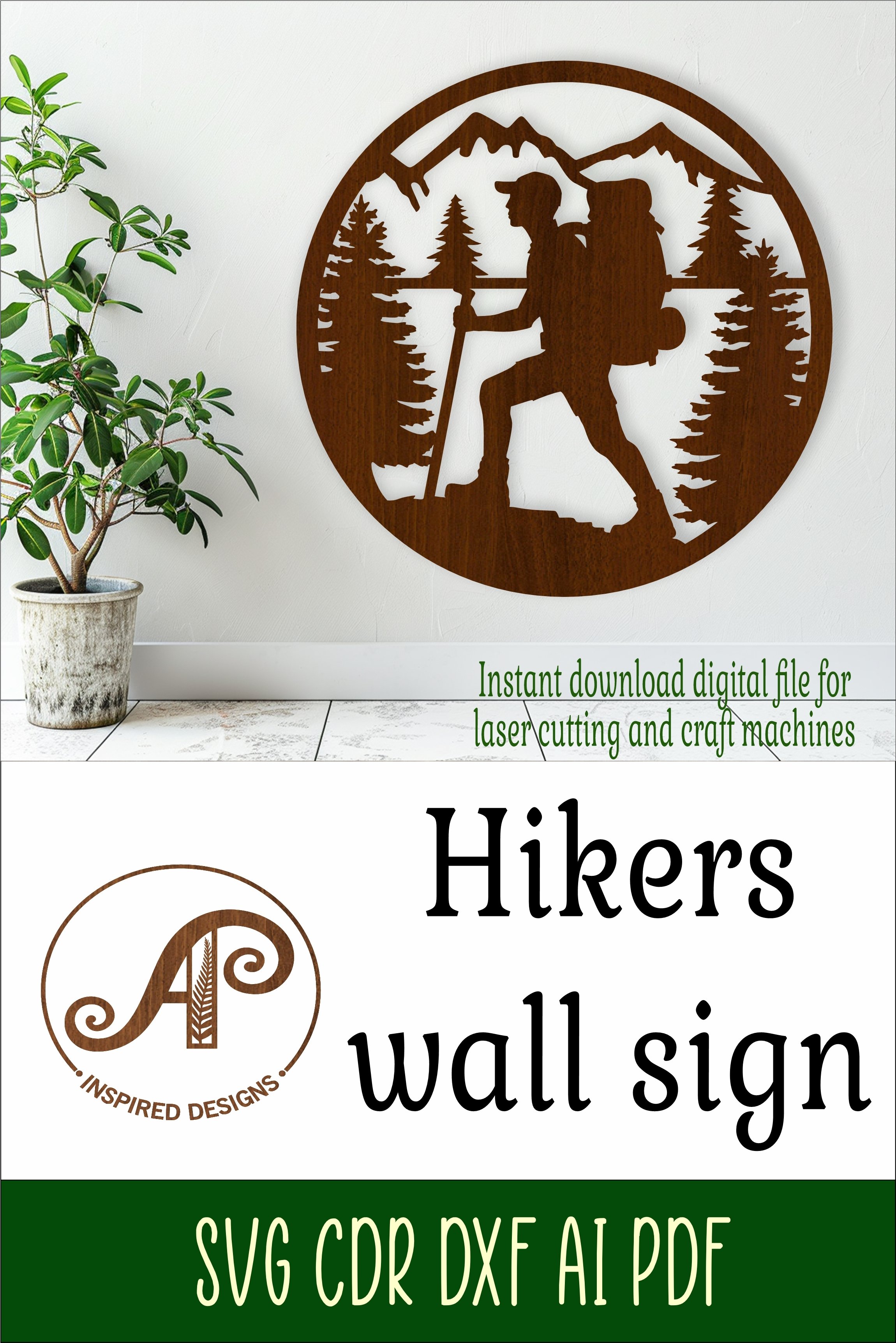 Hiker wall sign svg laser cut