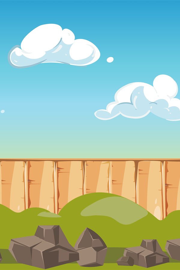 Cartoon landscape banner. Country or village background, sto (1732903 ...