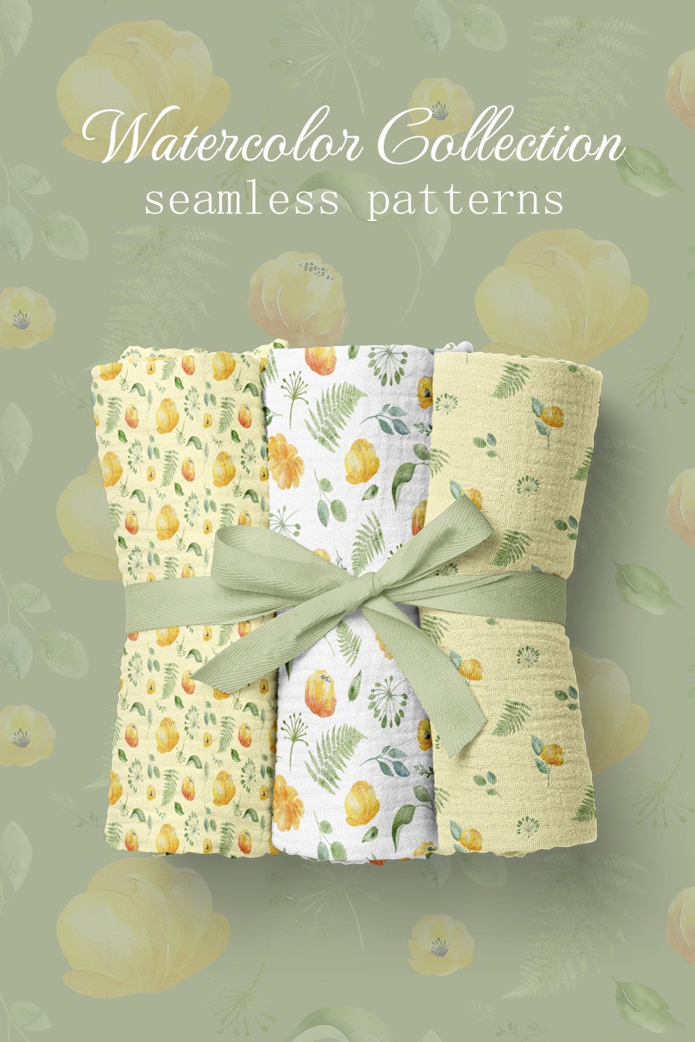 Floral Watercolor Seamless Patterns, 300dpi, 4000x4000 px.