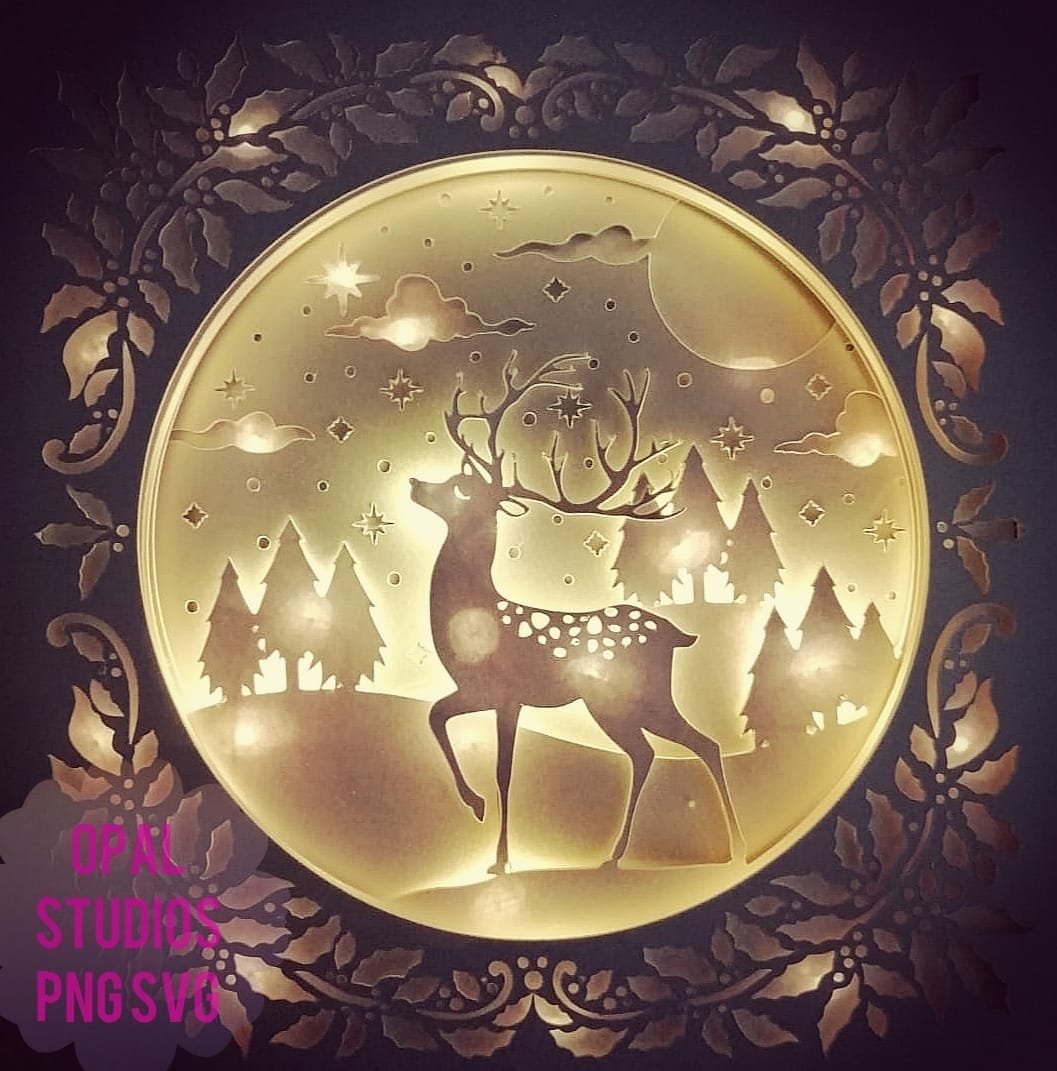 Rudolph vintage christmas reindeer 3d layered shadow box