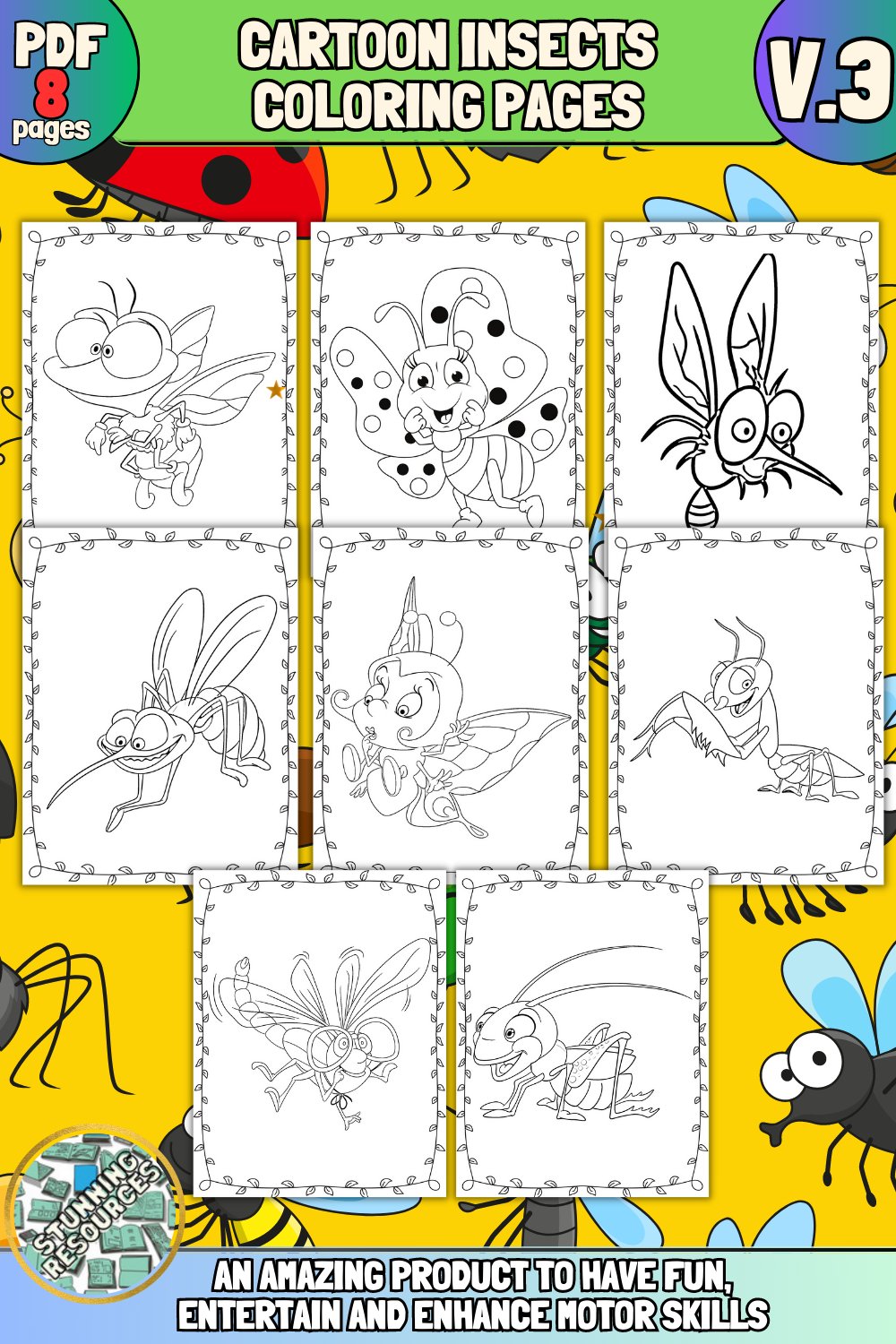 Cartoon Insects Coloring Book A Whimsical Collection of Bugs