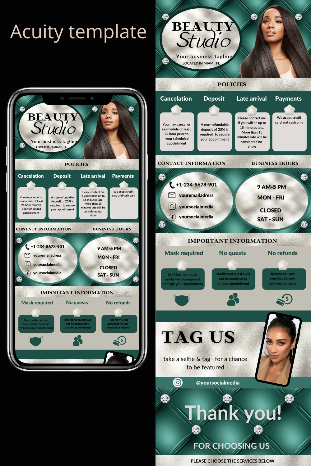 Acuity site design Green, Acuity scheduling template Emerald