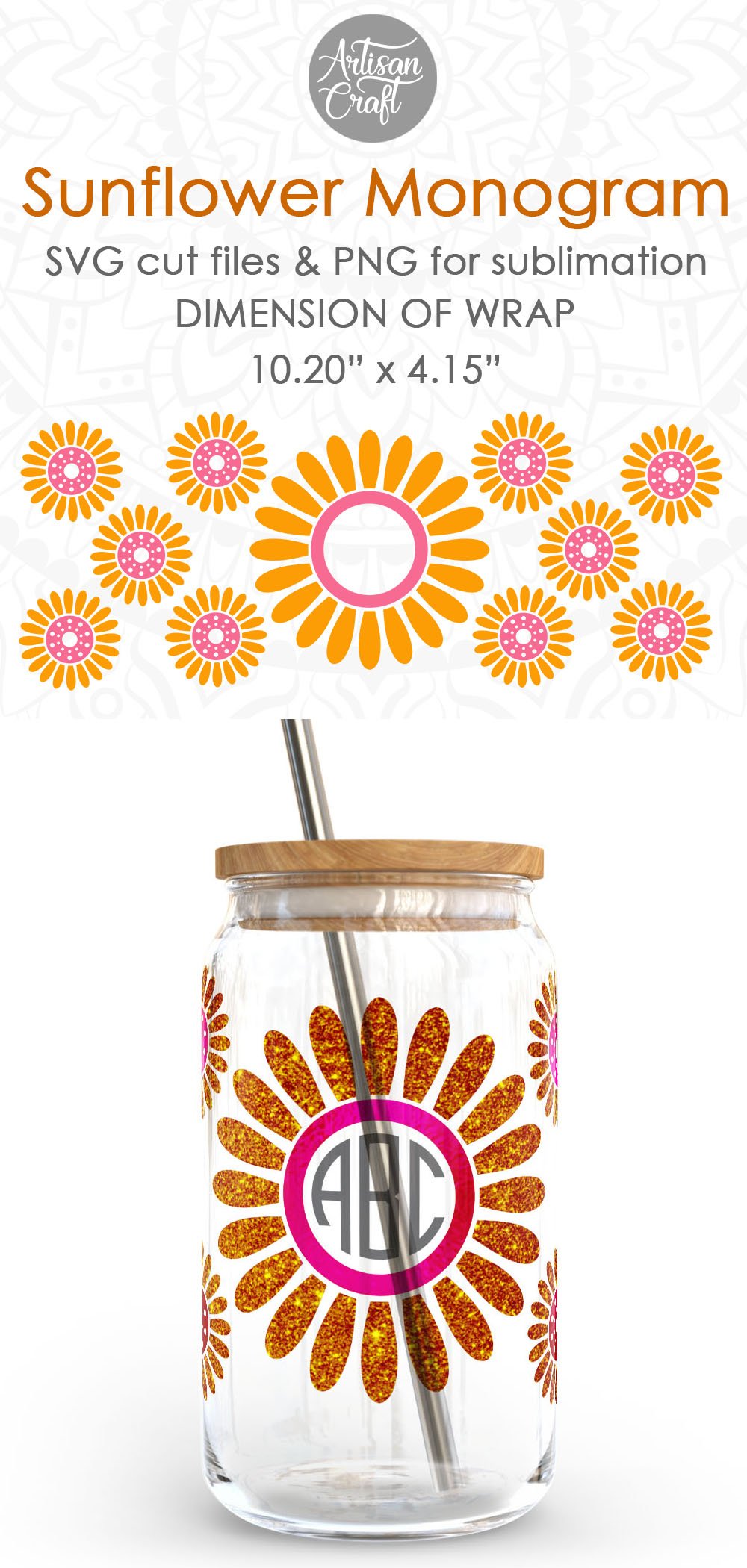 Can Glass SVG sunflower
