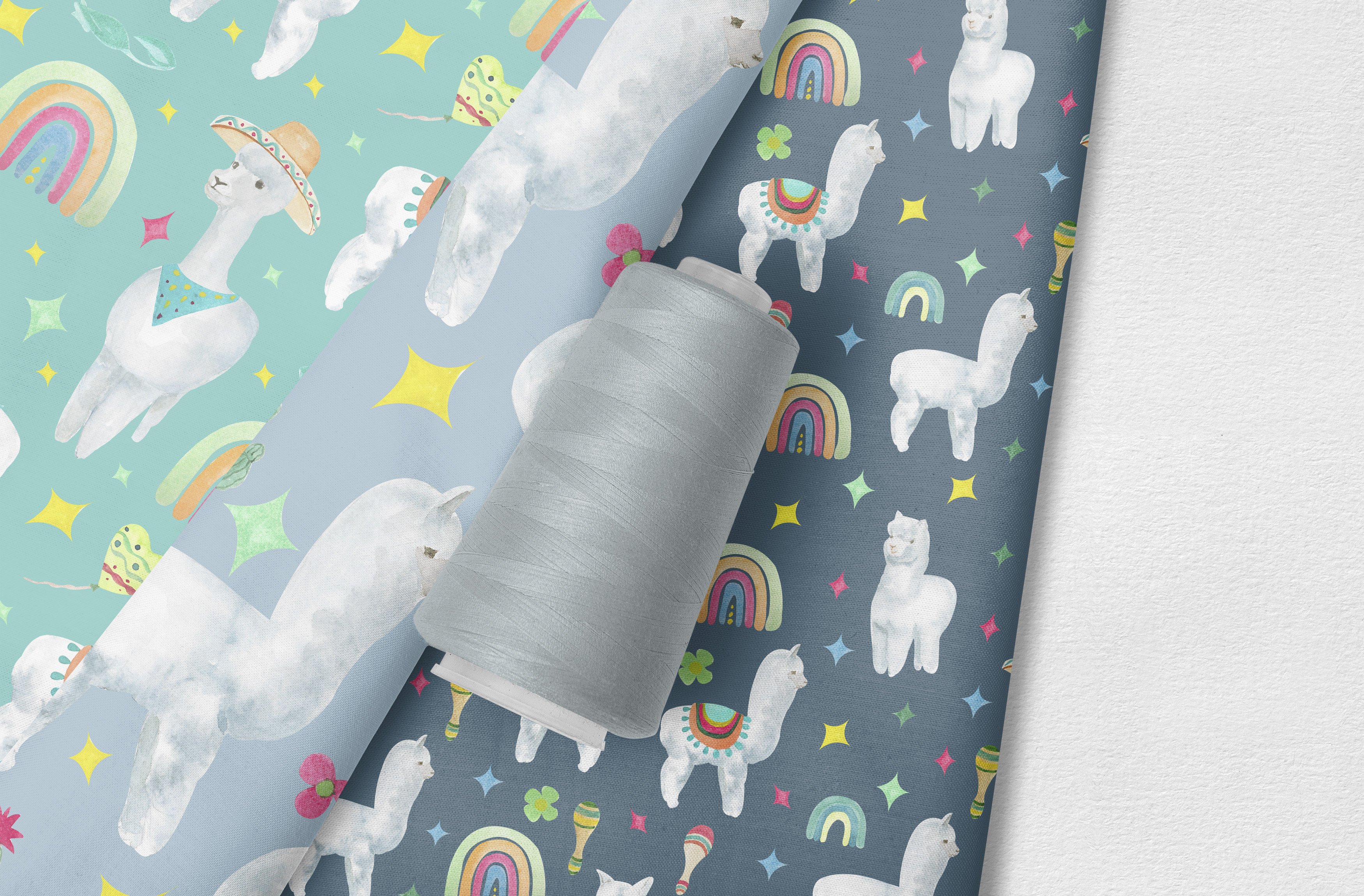 Llama digital paper, Watercolor seamless pattern