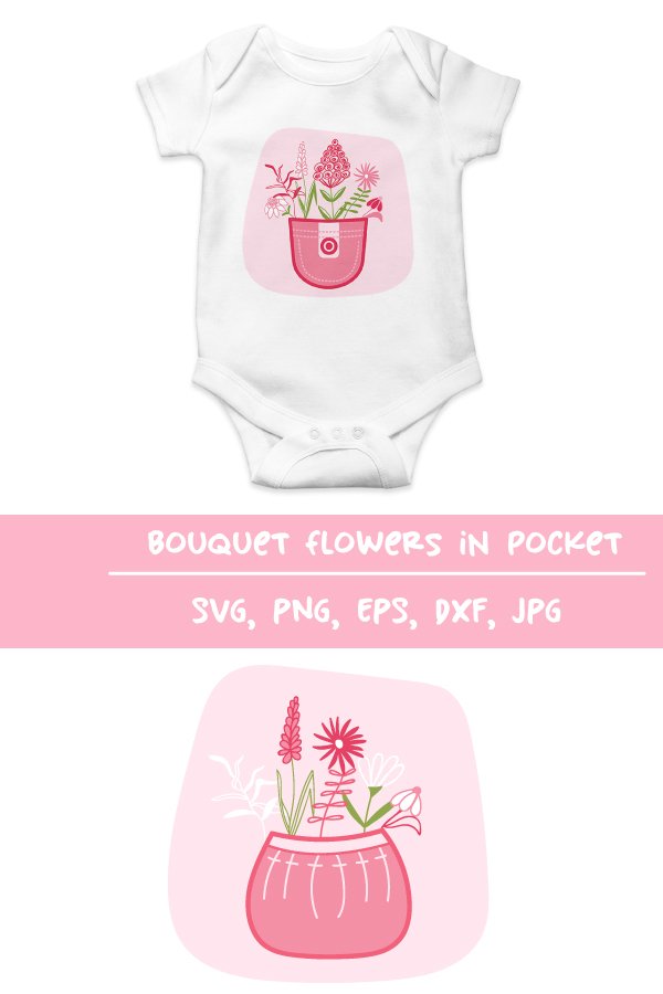 Flowers SVG, Bouquet flowers in pocket SVG, Kids (1320693)