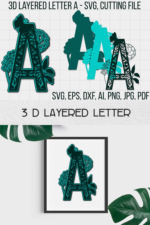 3D Layered SVG / 3D letter A SVG / Letter A Cut File.