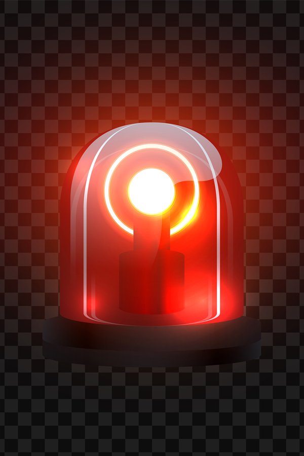 Realistic red siren. Blink lighting like security lamp atten