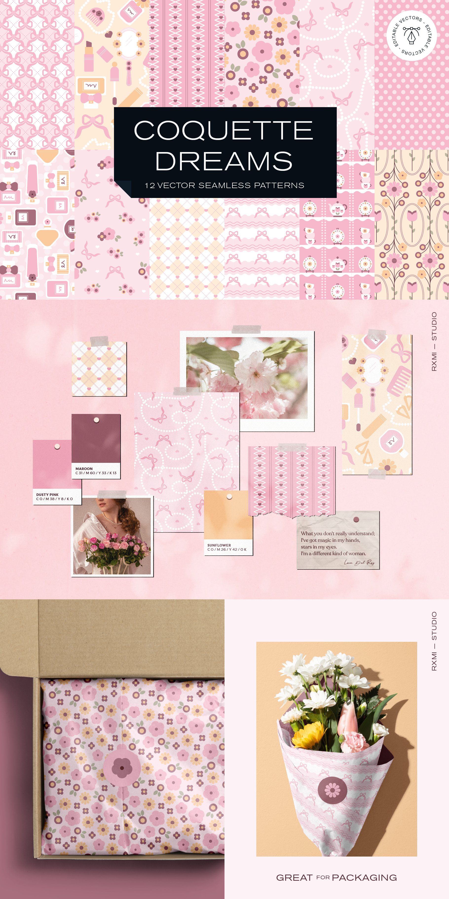 Coquette Feminine Floral Pattern Collection