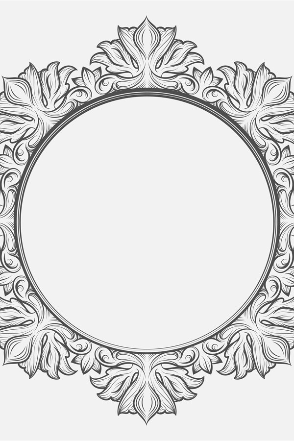 Vintage round baroque frame