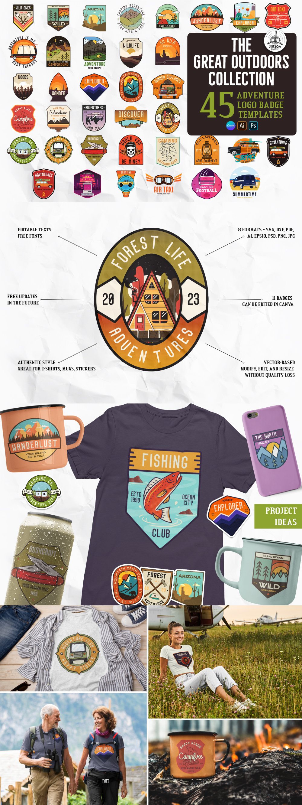 Camping SVG Bundle | The Great Outdoors Logo Badge Templates