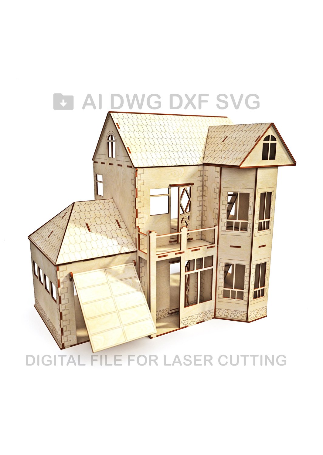 Dollhouse vector for CNC svg vector file, vector (2069138)