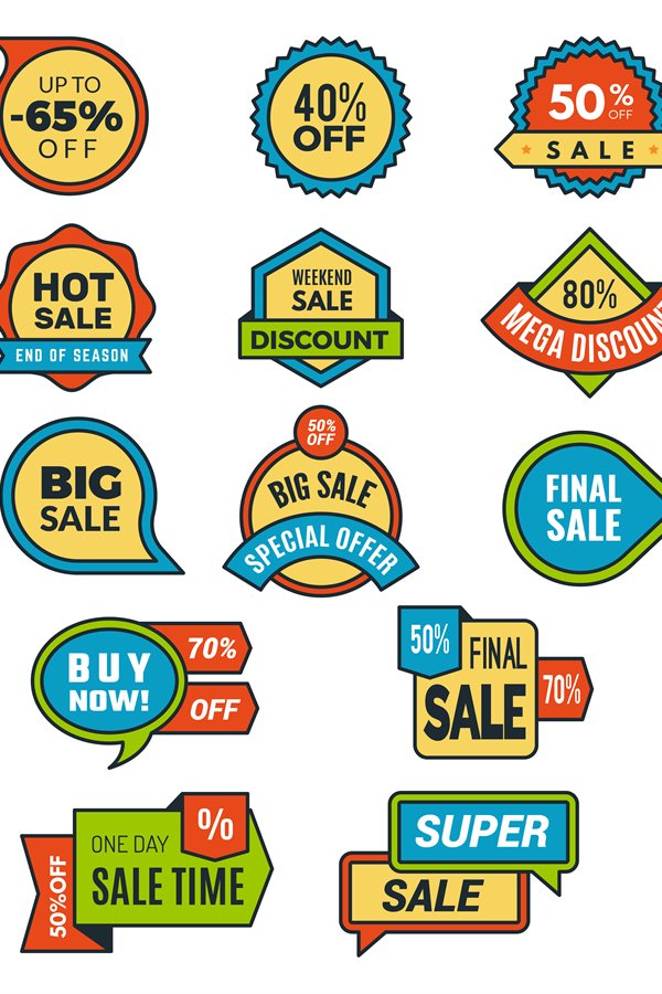 Round sale stickers. Promo tags or badges best price vector