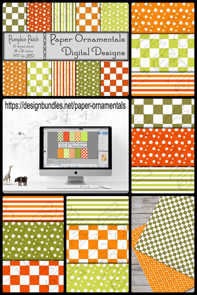 Pumpkin Patch Digital Paper For Crafts & Background