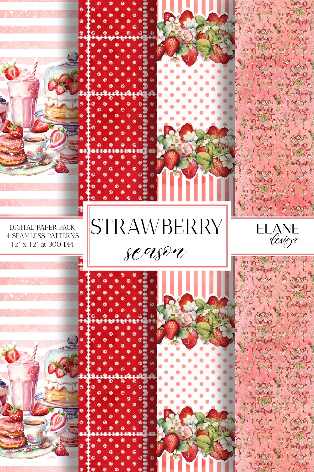Strawberry Digital Paper, Summer Berry Seamless (4211036)