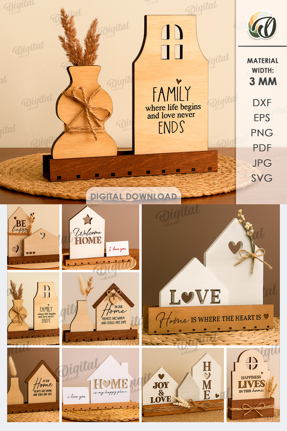 House Decor Stands Bundle Laser Cut. Standing Decor SVG