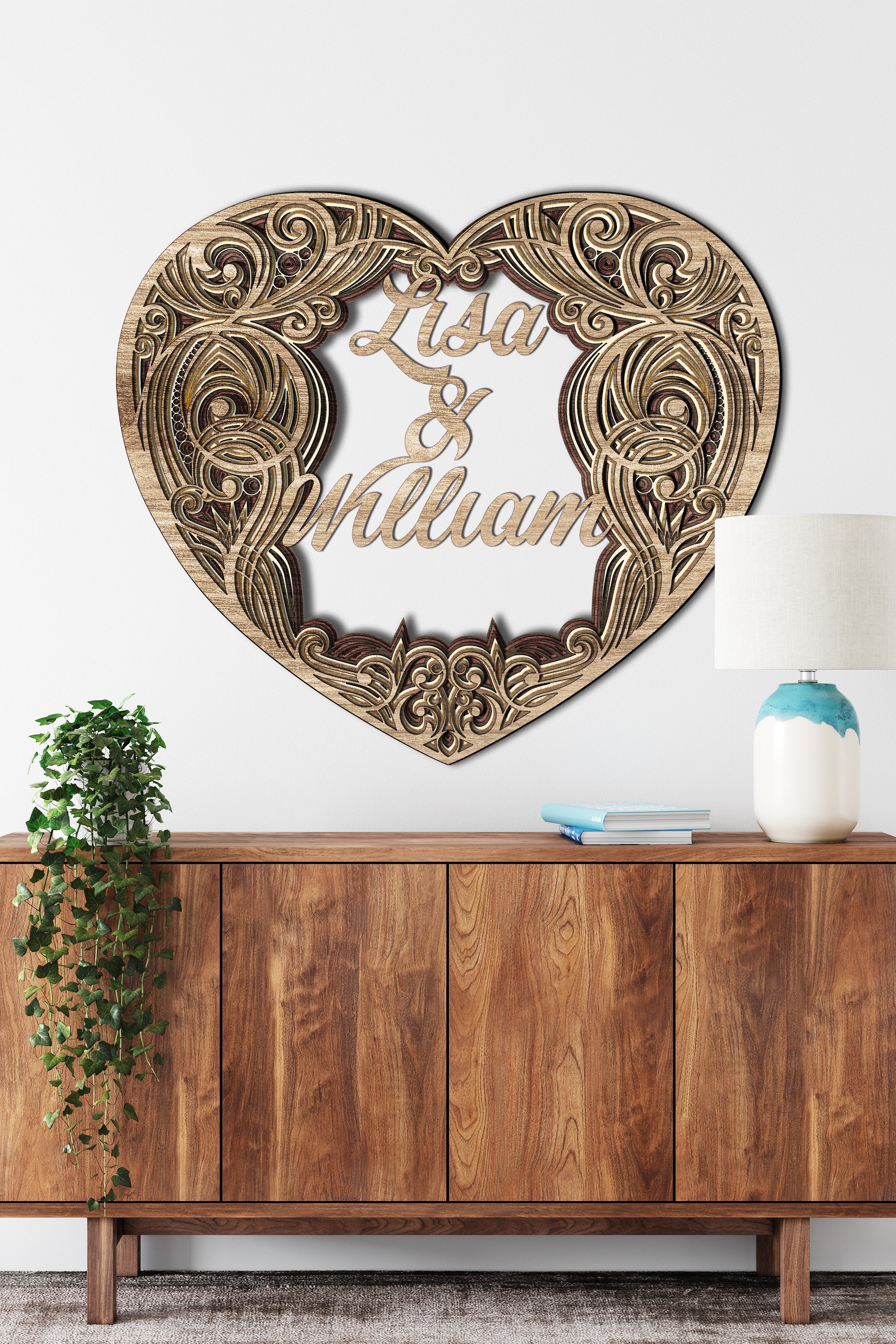 Multilayer Cut File CUSTOM HEART Wedding Sign