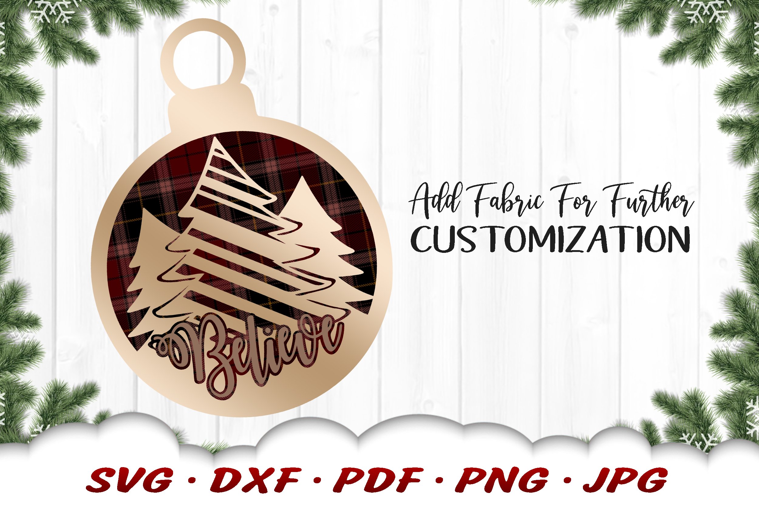 Believe Christmas Tree Ornament SVG DXF Cut Files