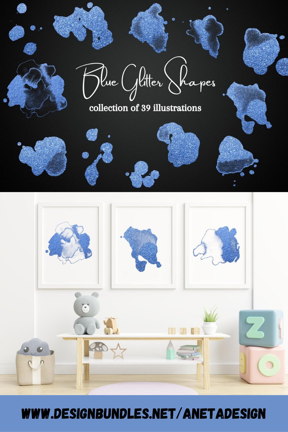 Blue Glitter Shapes Clipart (2491992)
