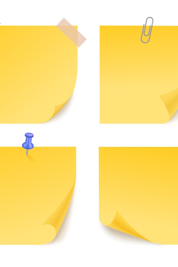 Yellow sticky stickers. Note office sticker, memo post paper