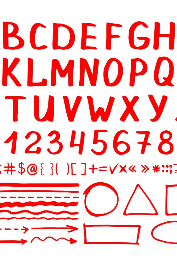 Marker pen red hand written elements