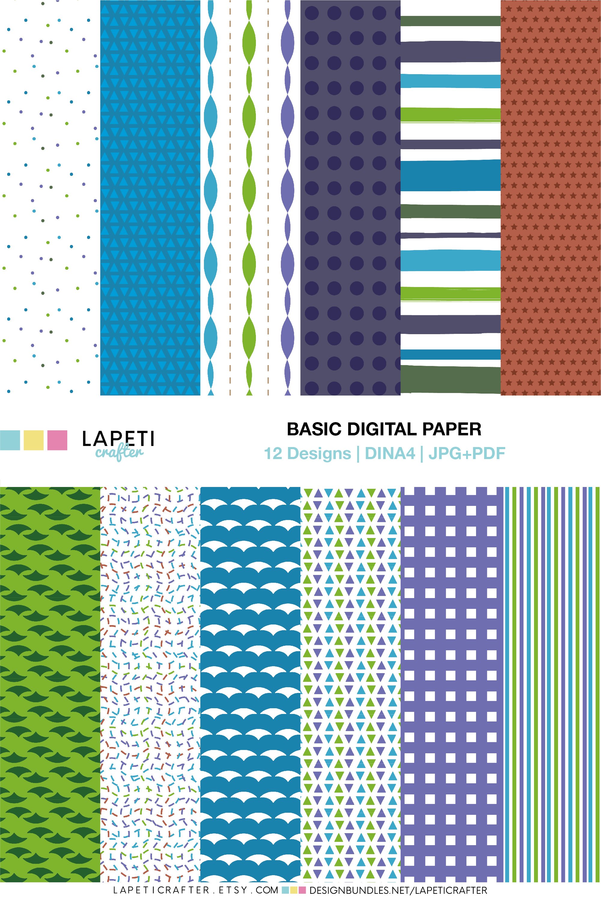 Blue Digital Papers for your craft projects