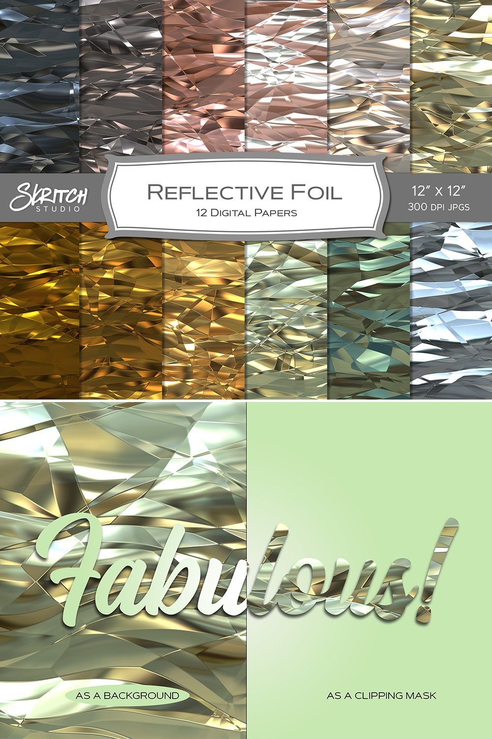 Reflective Foil - 12 Metallic Texture Background Set