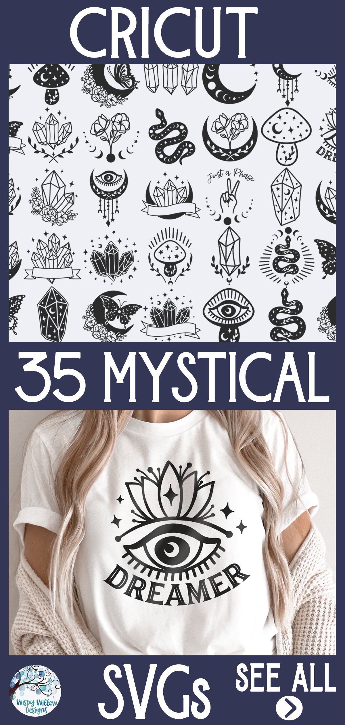 Mystical SVG Bundle | 35 Celestial Witchy Magic Cut Files