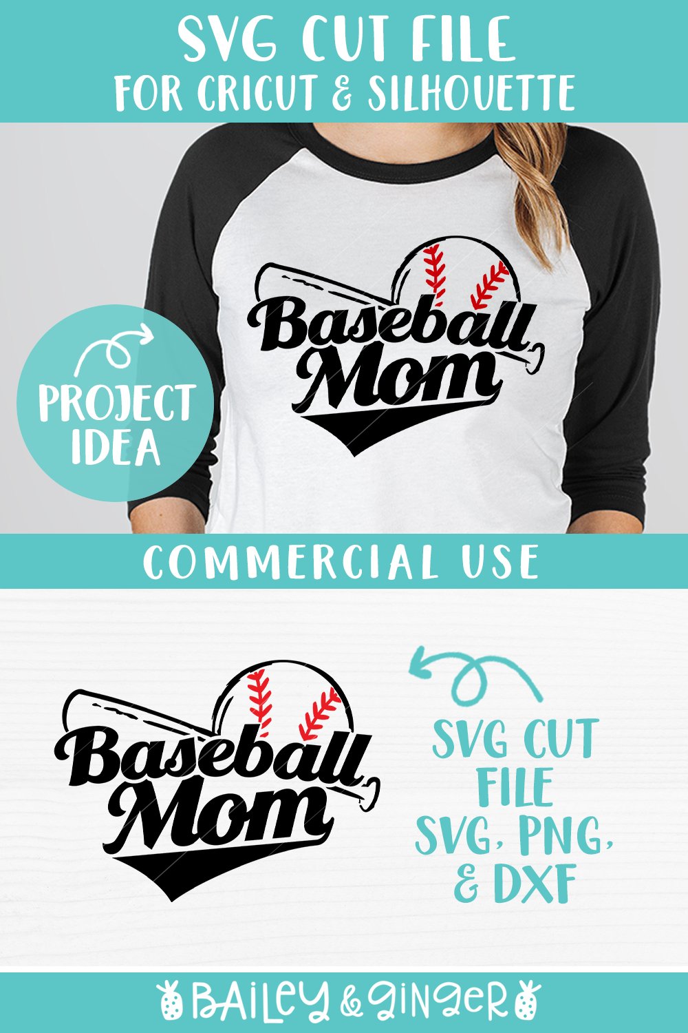 Baseball Mom SVG - Retro Style Font With Baseball and Bat