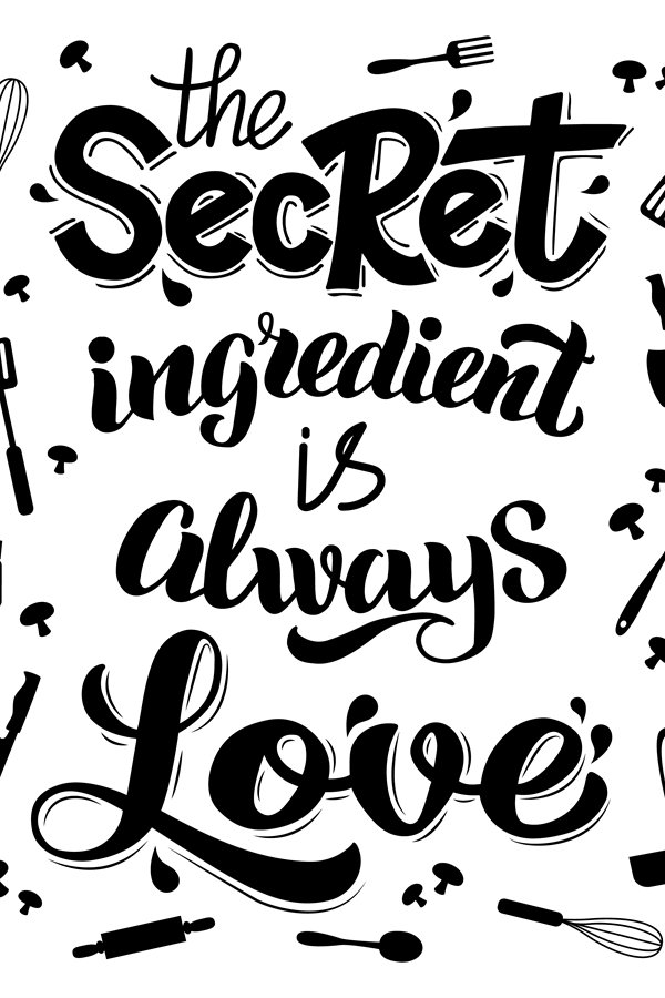 Food lettering poster. Typography cooking lettering