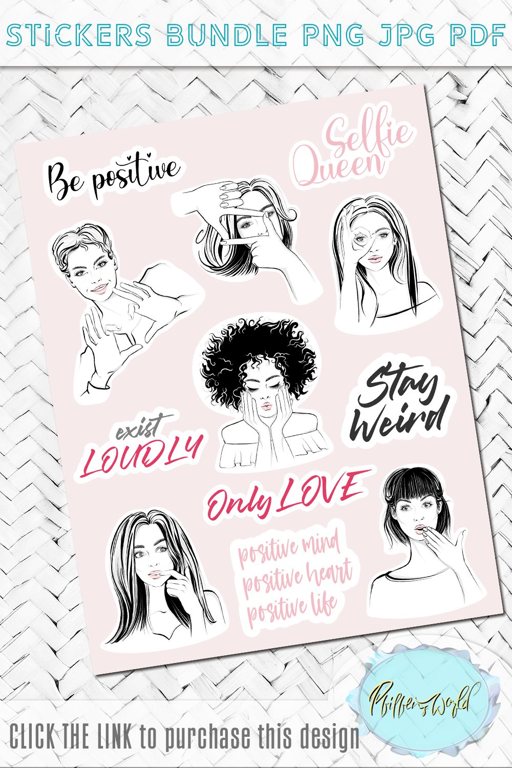 Stickers BUNDLE of beautiful girls with different emotions