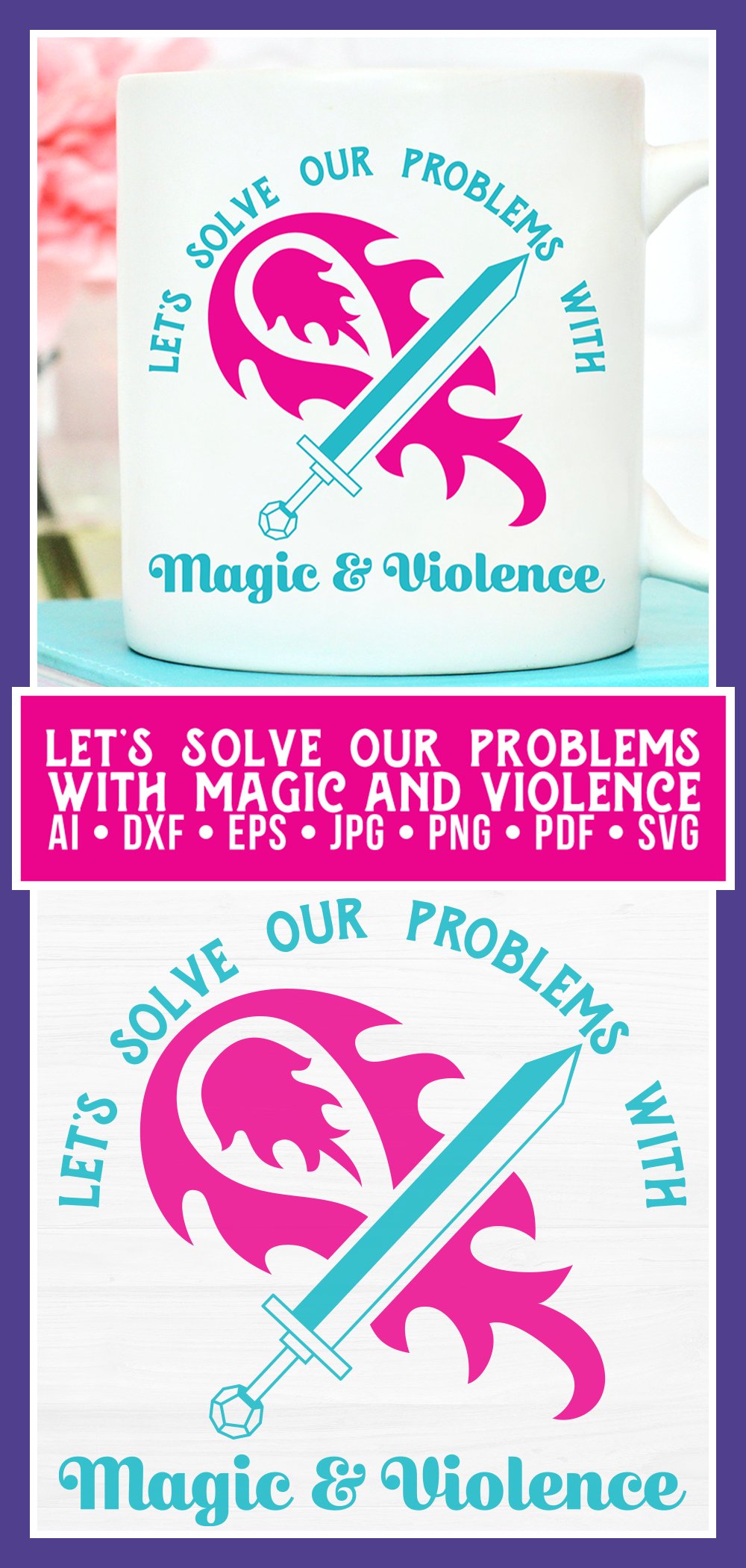 Let's solve our problems with magic and violence DnD SVG