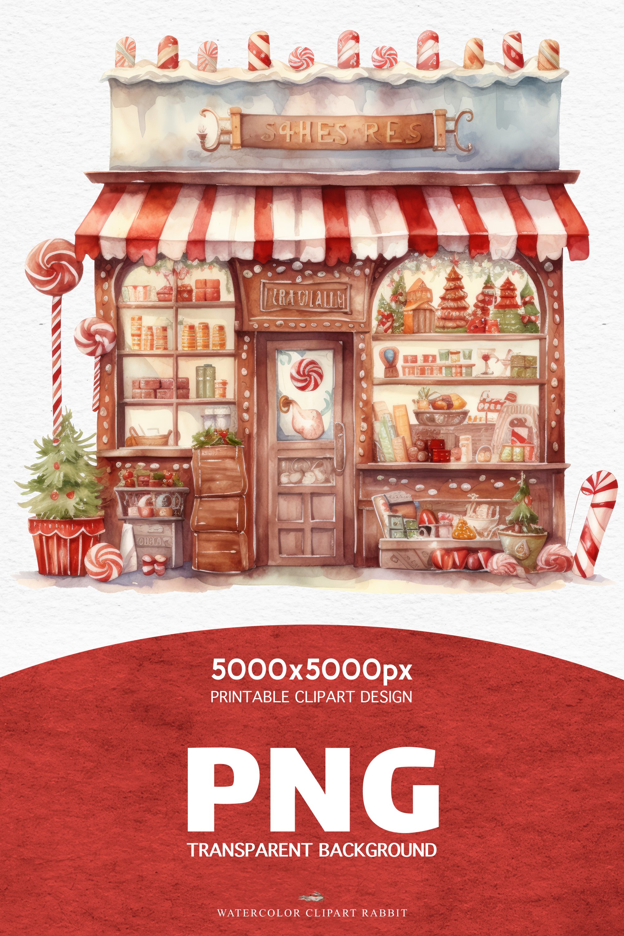 Christmas Vintage Candy Storefront House Winter Shop Clipart