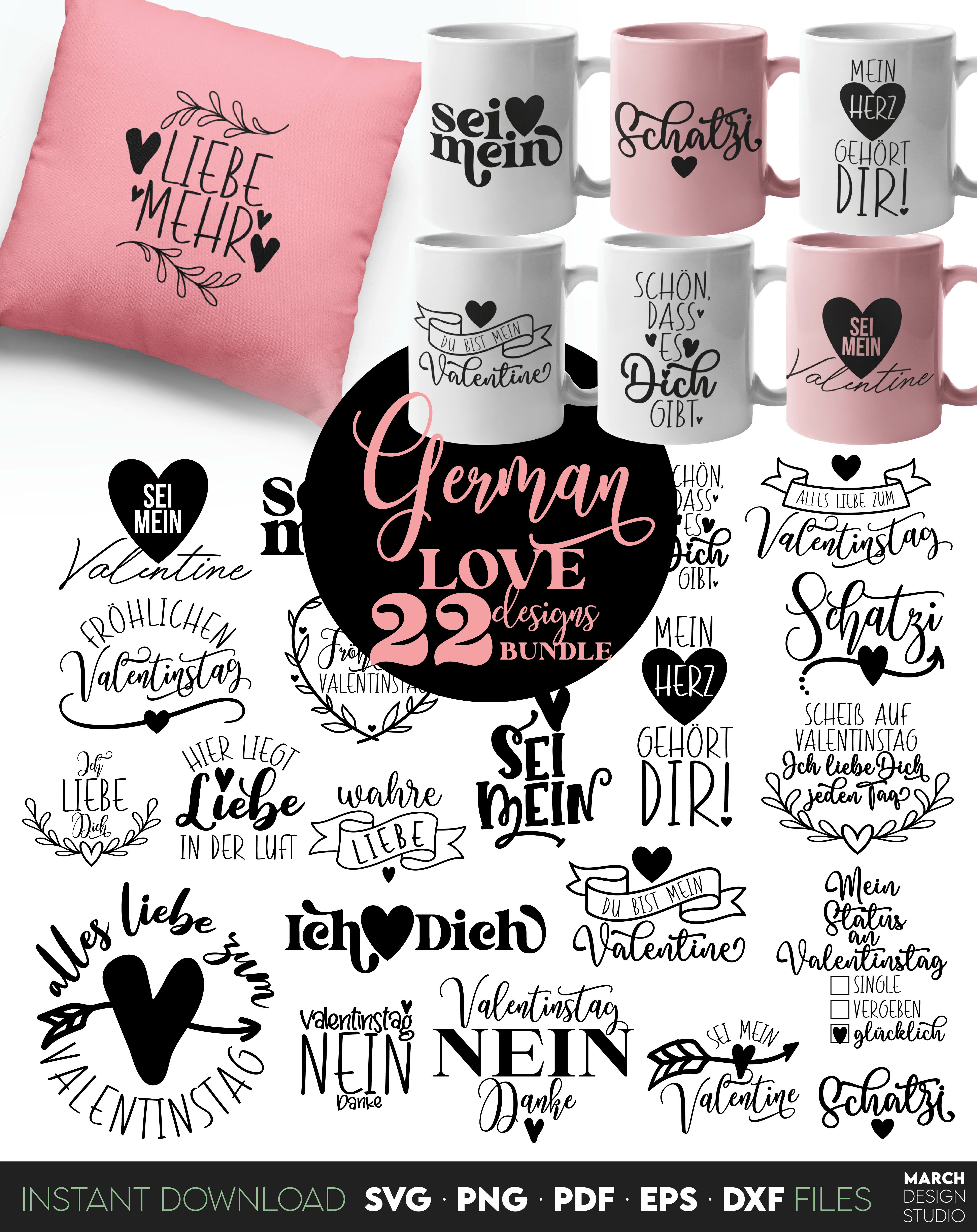 German Liebe Quotes Plotter File SVG PNG DXF Liebling Heart
