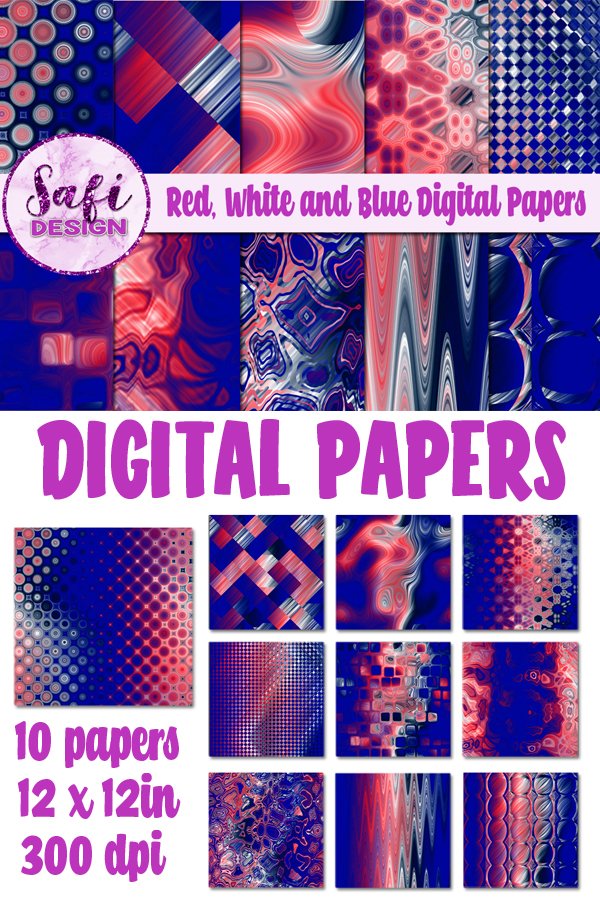 Red, White and Blue Digital Papers