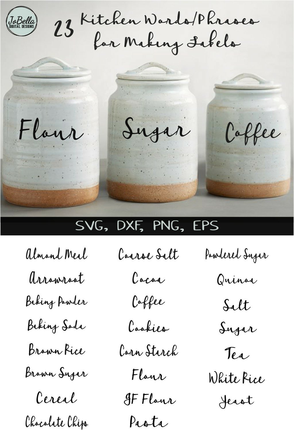 Farmhouse Kitchen Label SVG Bundle | 23 Cursive Words