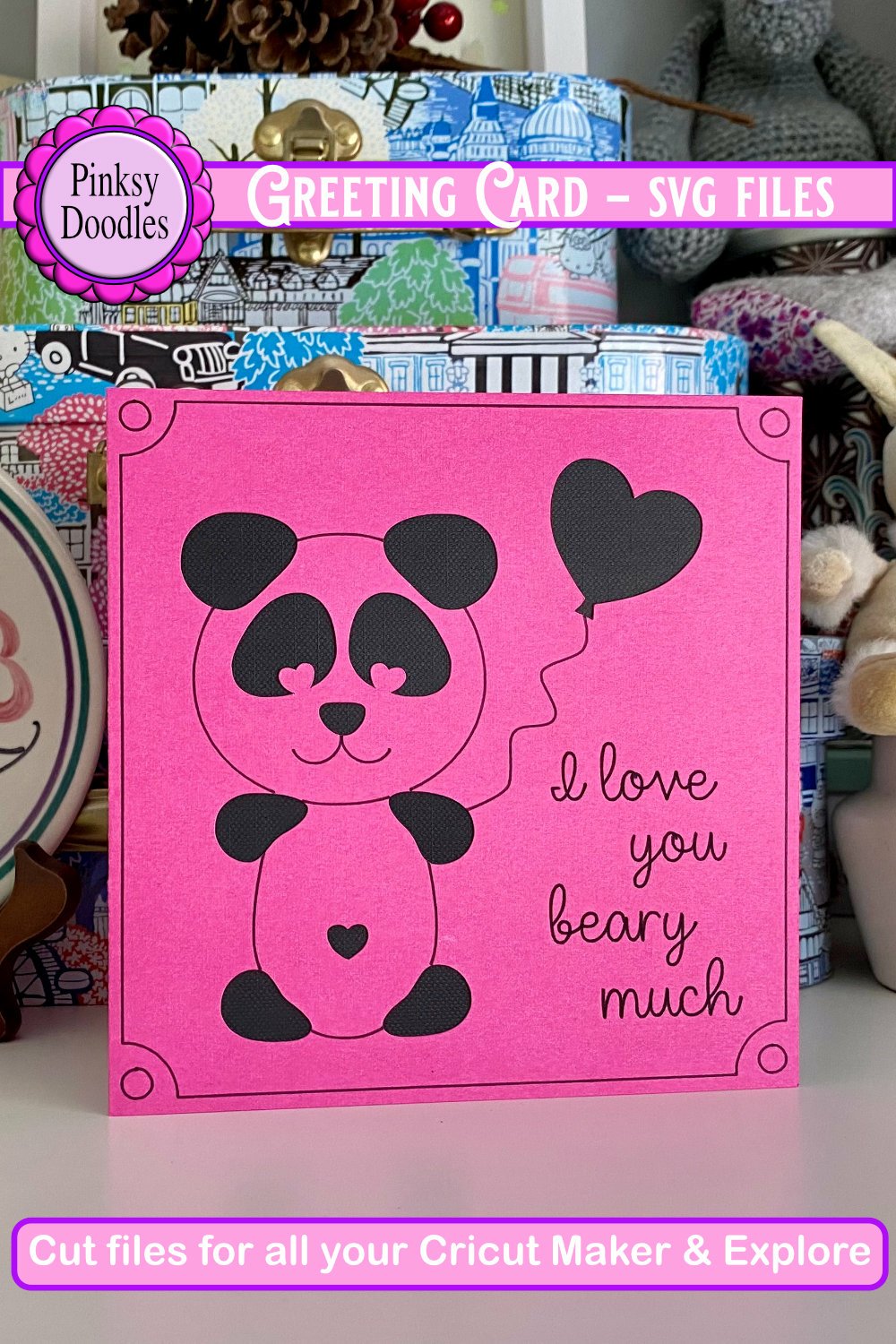 I love you beary much card svg cut file for cricut