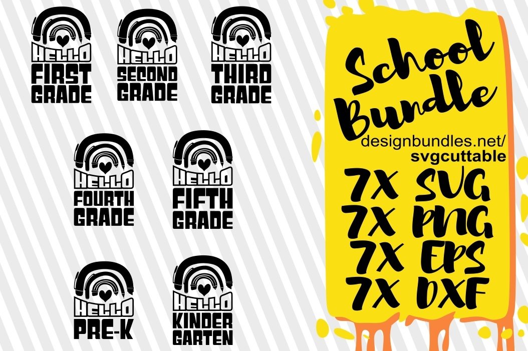 School Svg Bundle, Teacher svg, First Grade, Kindergarten