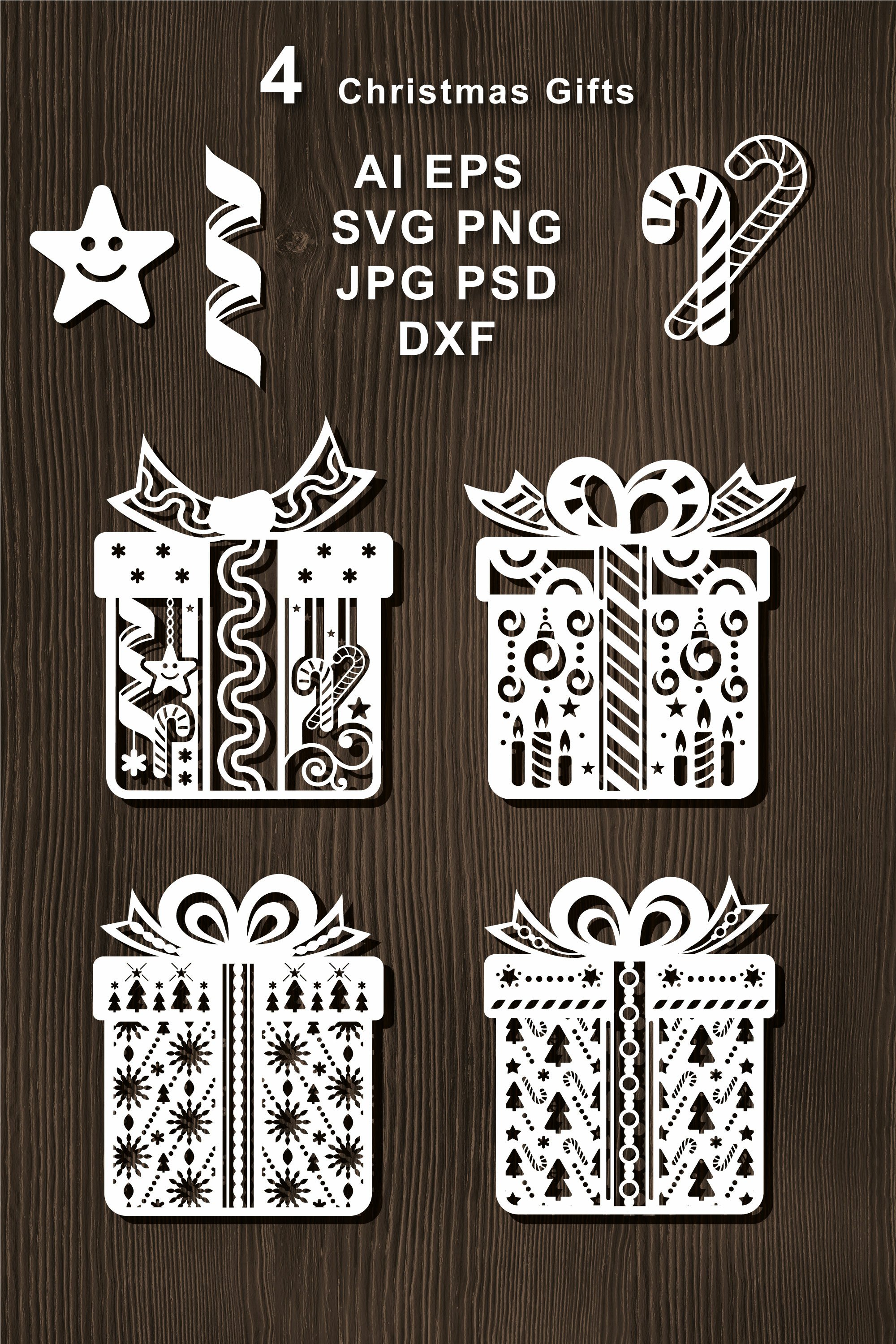 Gift SVG Cut file for Crafters. Christmas pattern cut card
