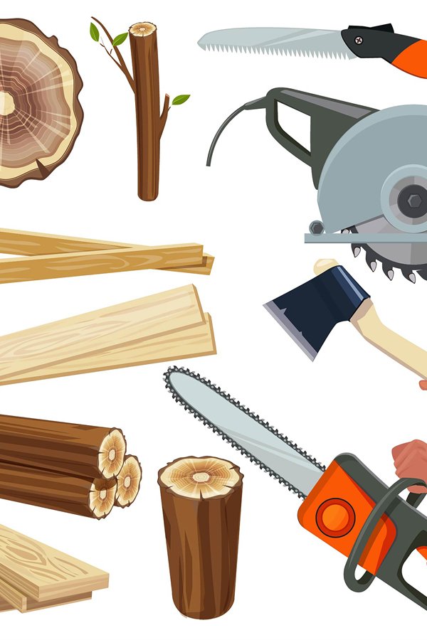 Wood materials. Wooden production and cut woodworking equipm