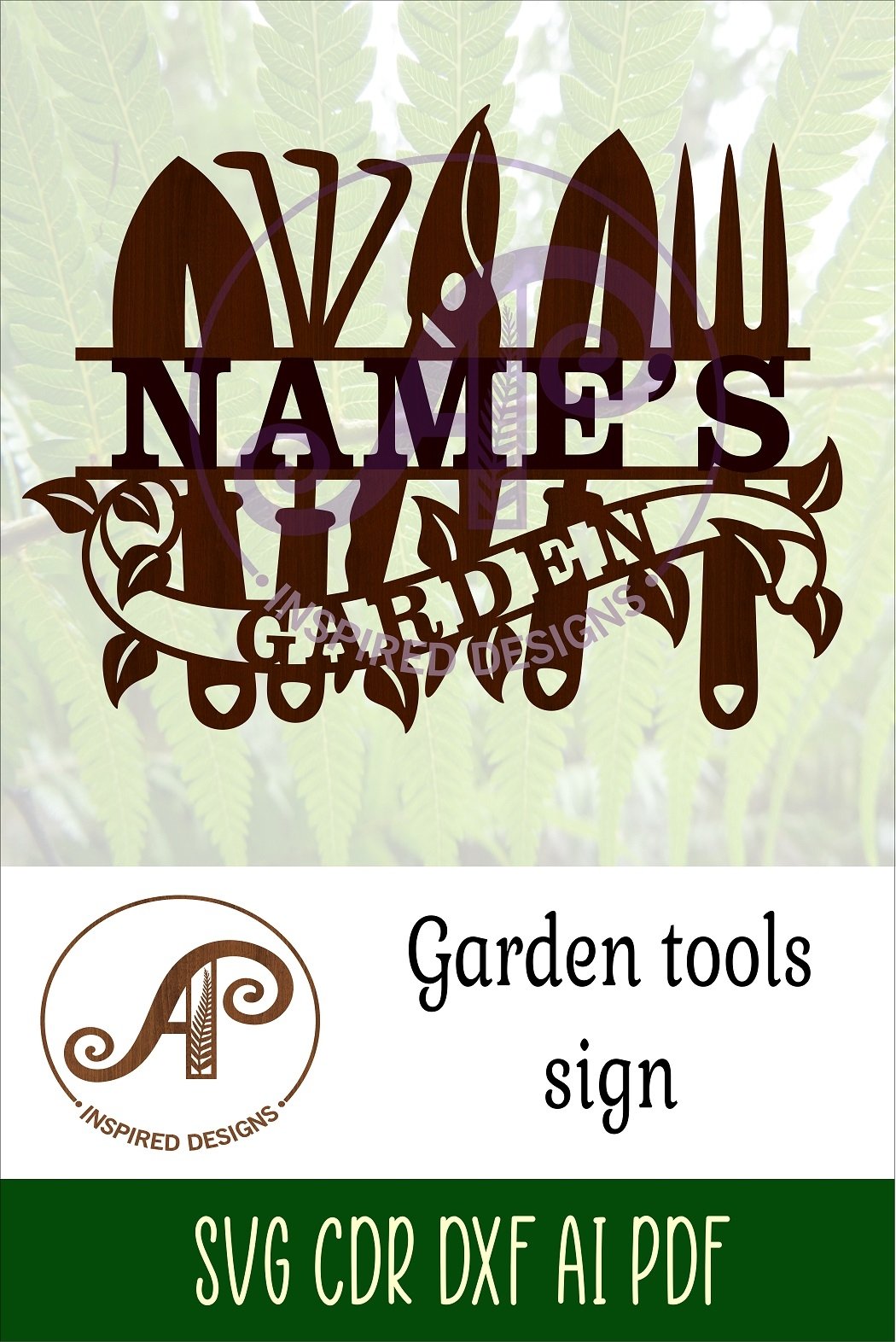 Garden tools sign svg laser cut template (2544064)