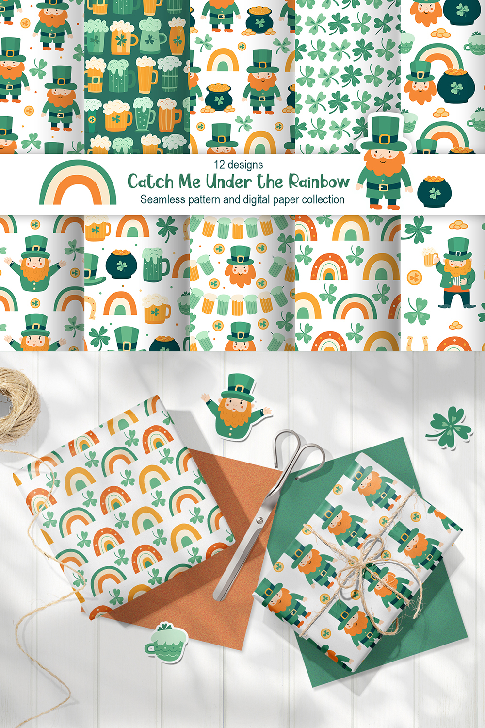St. Patrick’s Day Digital Paper & Seamless Patterns