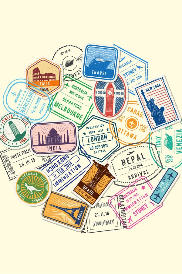 Vector world immigration and post stamp marks (850523)