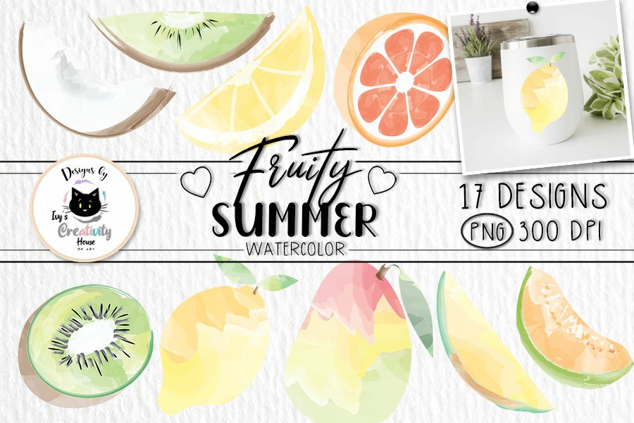 Watercolor Summer Fruit Clipart