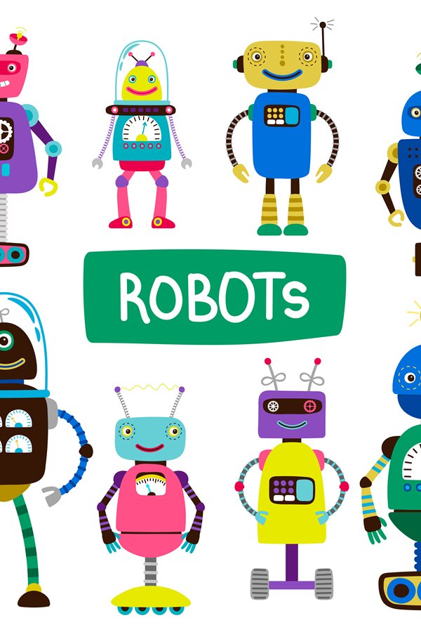 Cartoon kids robots of set vector illustration
