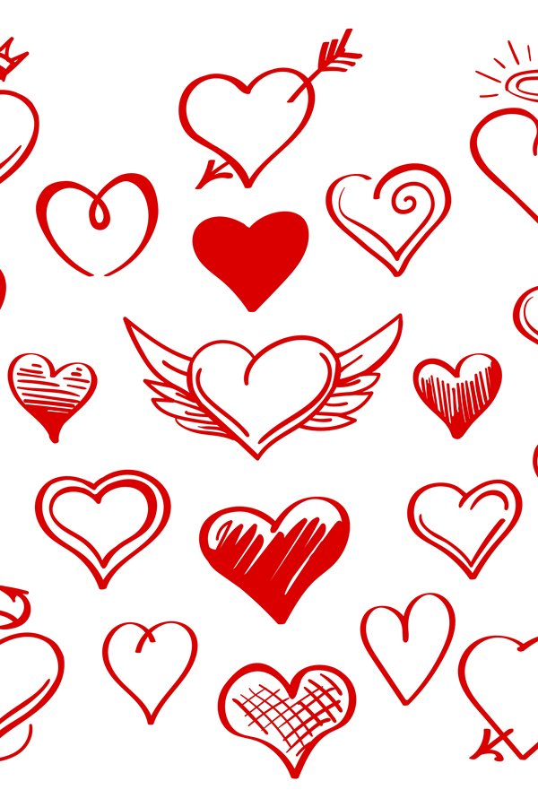 Red sketch heart set