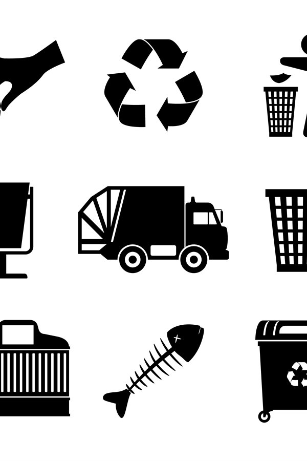 Black garbage icons