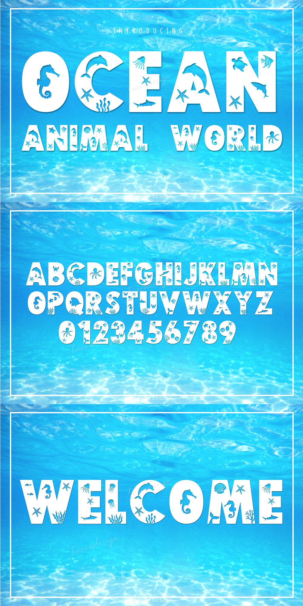 Ocean Animal World fonts, Decorative fonts, Kid display font