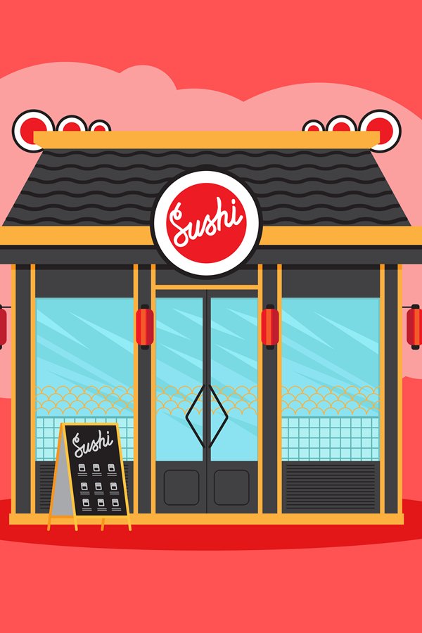 Sushi restaurant front view